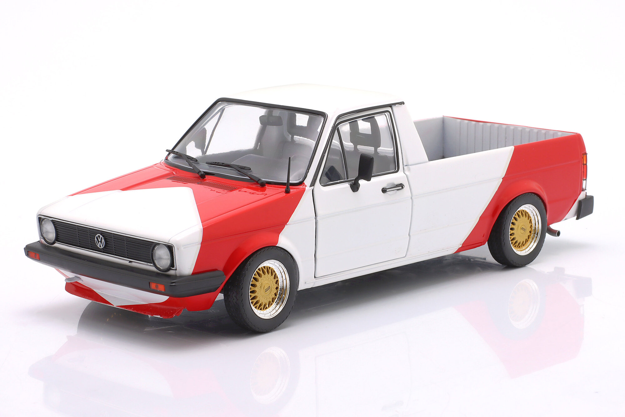 Модель коллекционная SOLIDO Vw volkswagen golf 1 caddy racing tribute 1983 white red