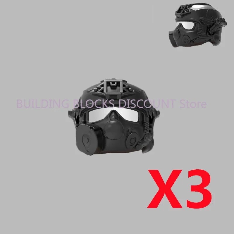 MOC-конструкторы 3D шлемы SG43 Черный, TK308-3PCS