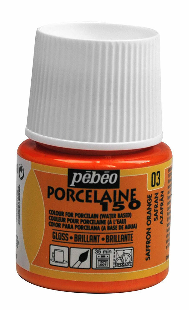 Краска по фарфору и керамике Pebeo под обжиг, глянцевая, Porcelaine 150, 45 мл, шафран