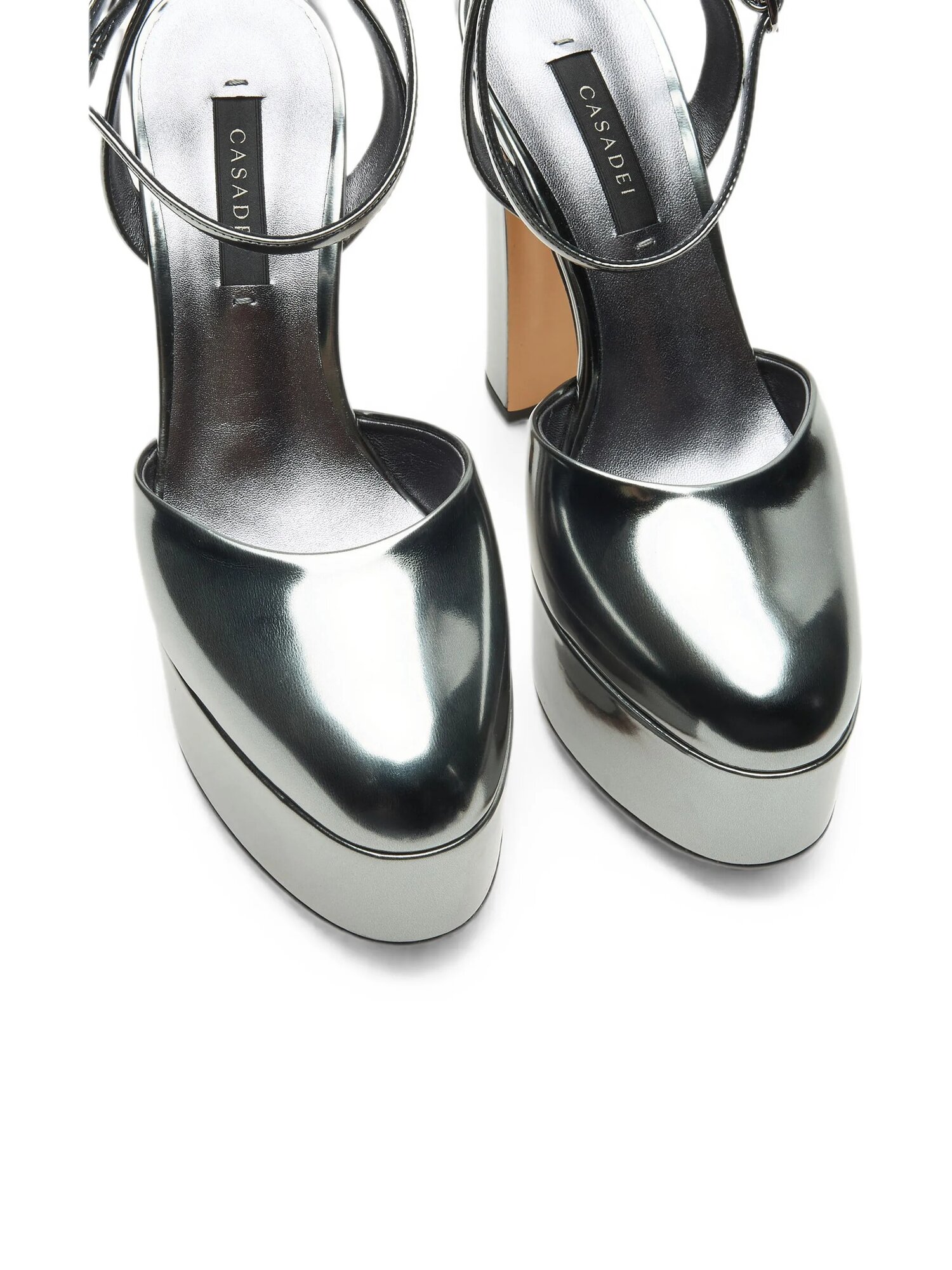 Босоножки Casadei Patty Platform Interstellar, размер 40, серебристый/красный — фото 1