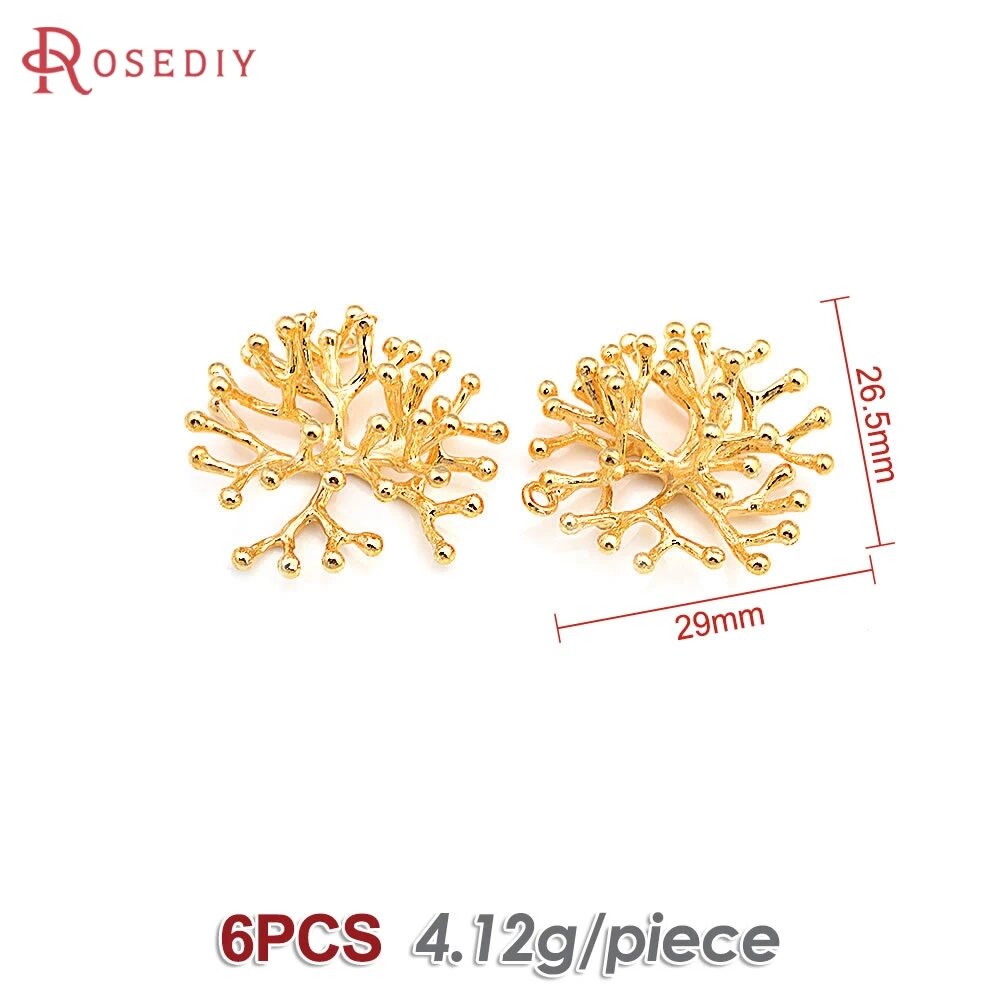 Подвески Rosediy с цветочными мотивами из латуни Желтый, 47175-18K Gold Color