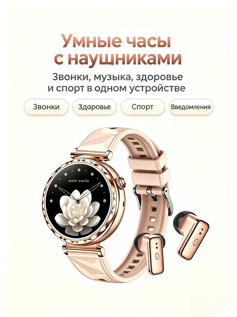 Смарт-часы JITE 2026 2 в 1, AMOLED, встроенные наушники, мониторинг здоровья, женские