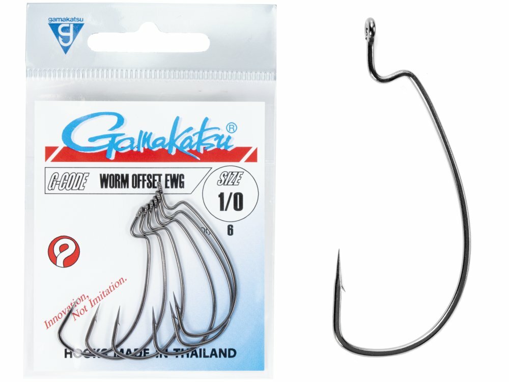 Крючки офсетные Gamakatsu Worm OFFSET EWG HOOKS BLACK разм. 1/0 6шт.