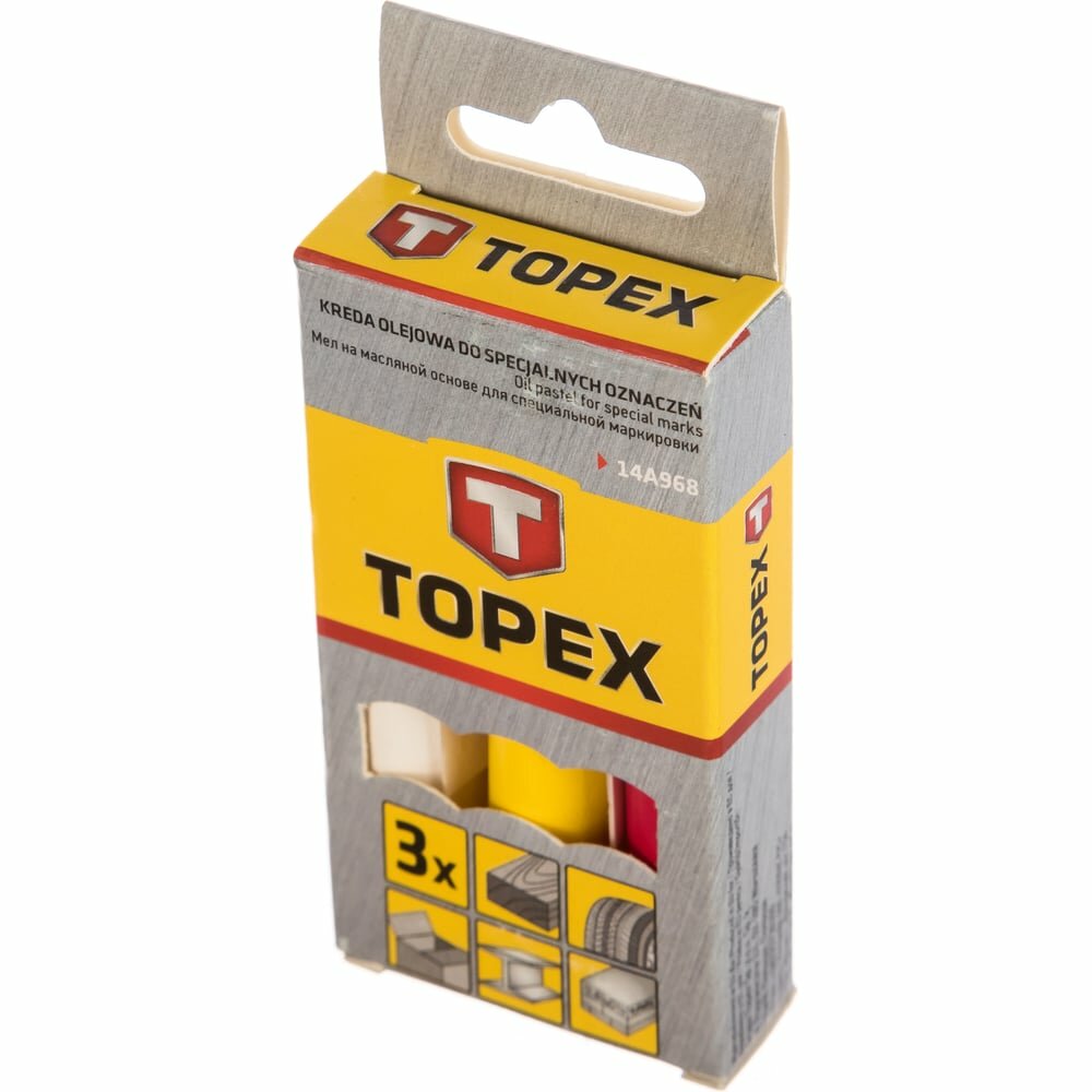 Мел набор (белый, желтый, красный) 13 x 85; 3 шт. TOPEX 14A968 — фото 1