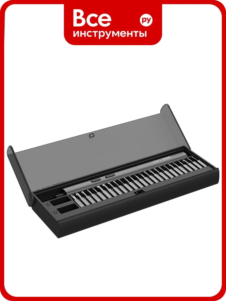 Отвертка аккумуляторная прецизионная + 25 бит DELI Home series Black DY-DP04-1B1 (3,7В, 260мАч, 0,2-3Нм, 200об/мин, Type-C, кейс) 172408