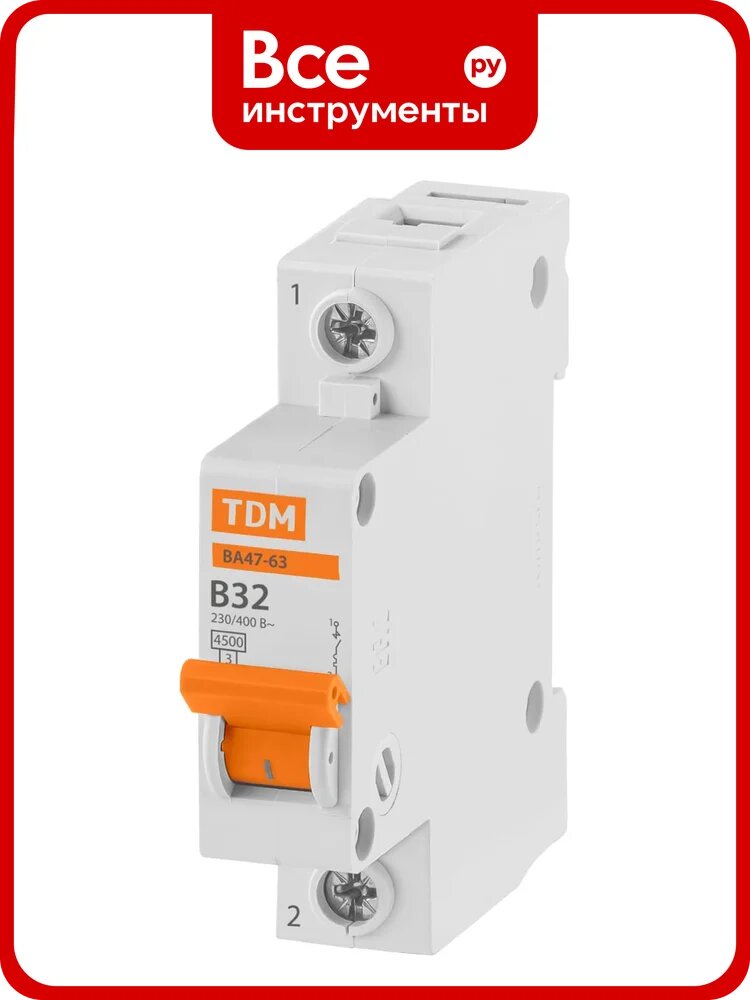 Автоматический выключатель TDM ELECTRIC ВА47-63 1Р 32А 4,5кА х-ка B SQ0218-0042