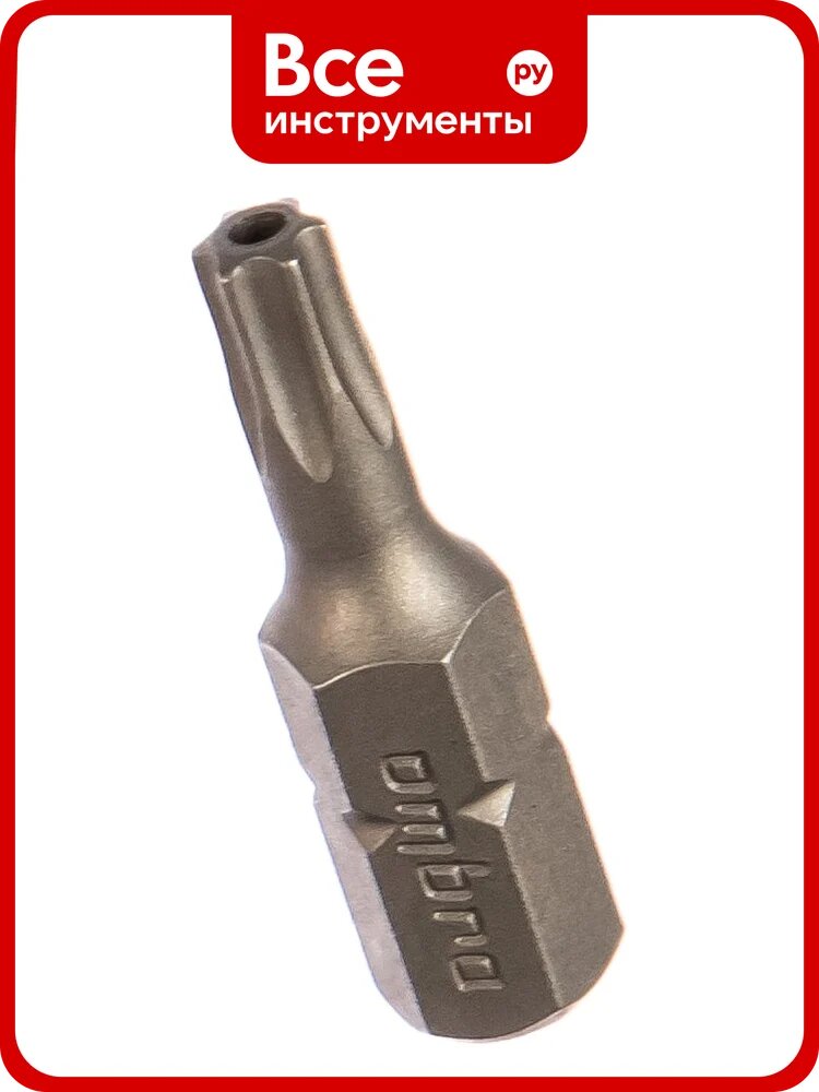 Вставка-бита 1/4"DR T-TORX, T20H, 25 мм Ombra 514820, односторонняя из стали S2, совместима с шуруповёртами
