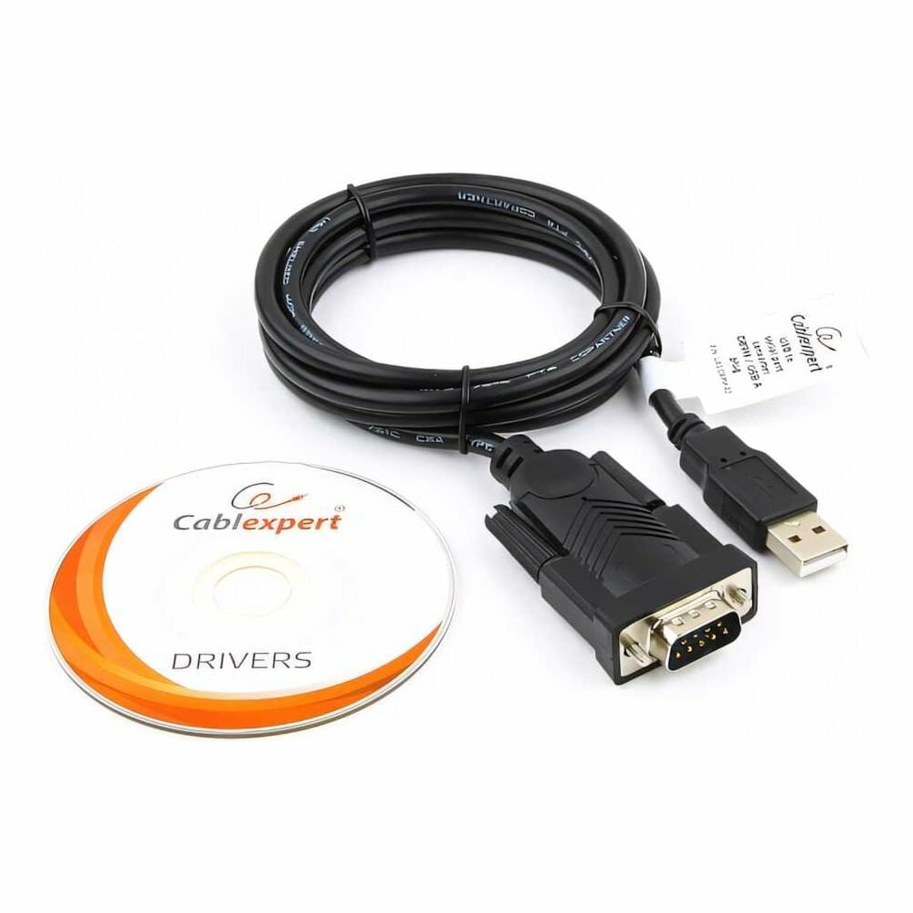 Конвертер Cablexpert USB - COM AM/DB9M, 1.5 м, черный, пакет UAS-DB9M-02 — фото 1