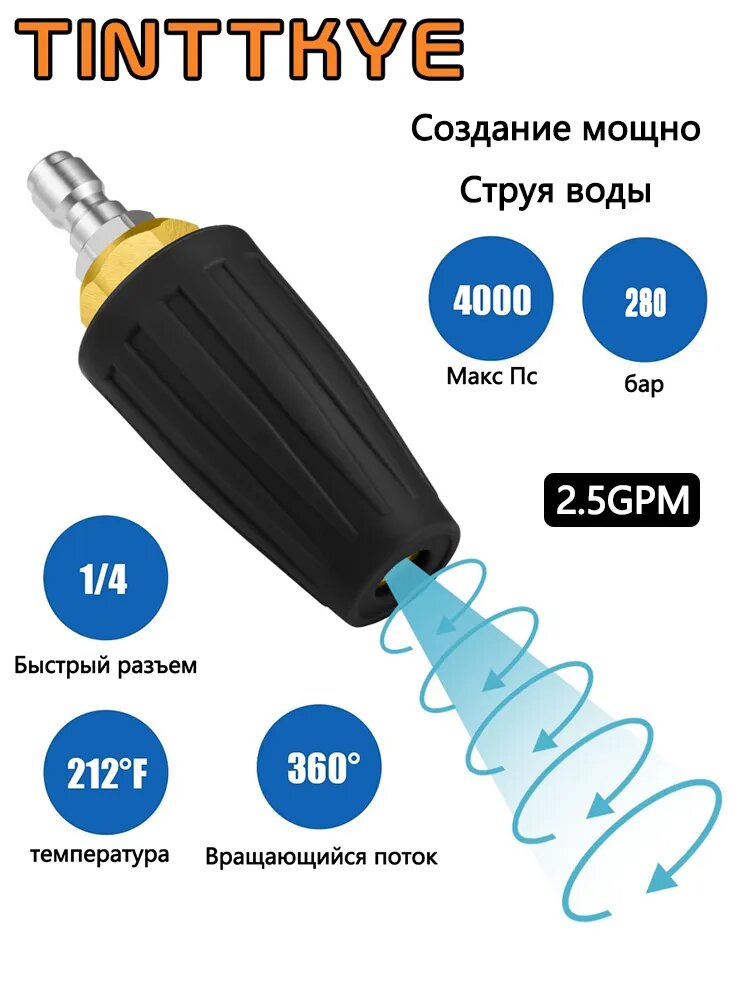 Насадка (фреза) для мойки высокого давления с быстросъемом 1/4, Грязевая фреза 4000 PSI