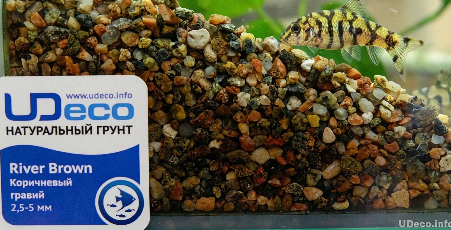 Натуральный грунт для аквариумов и террариумов UDeco River Brown "Коричневый гравий", 2 - 5 мм, 6 л