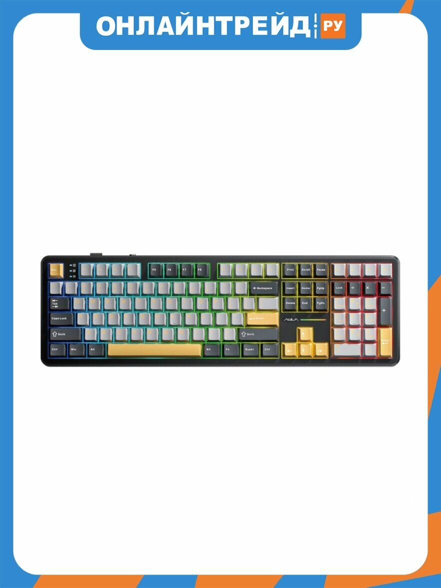 Клавиатура Aula F108 Dark, Volcanic Switches, проводная, беспроводная, BT/Radio, Dark Grey-Light Grey (80004454)