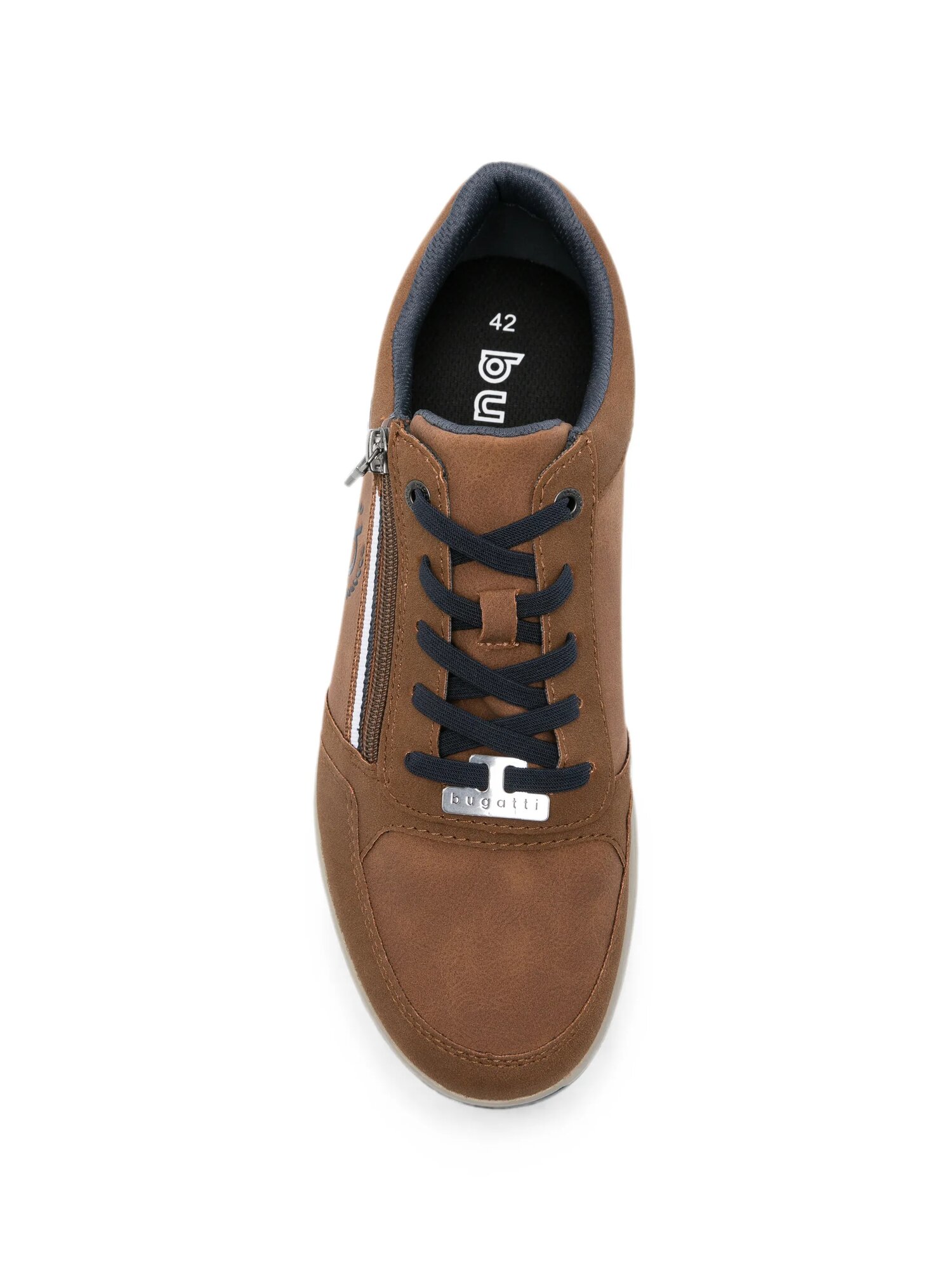 Кроссовки Bugatti Logo-debossed side-zip sneakers, размер 43, коричневый — фото 1