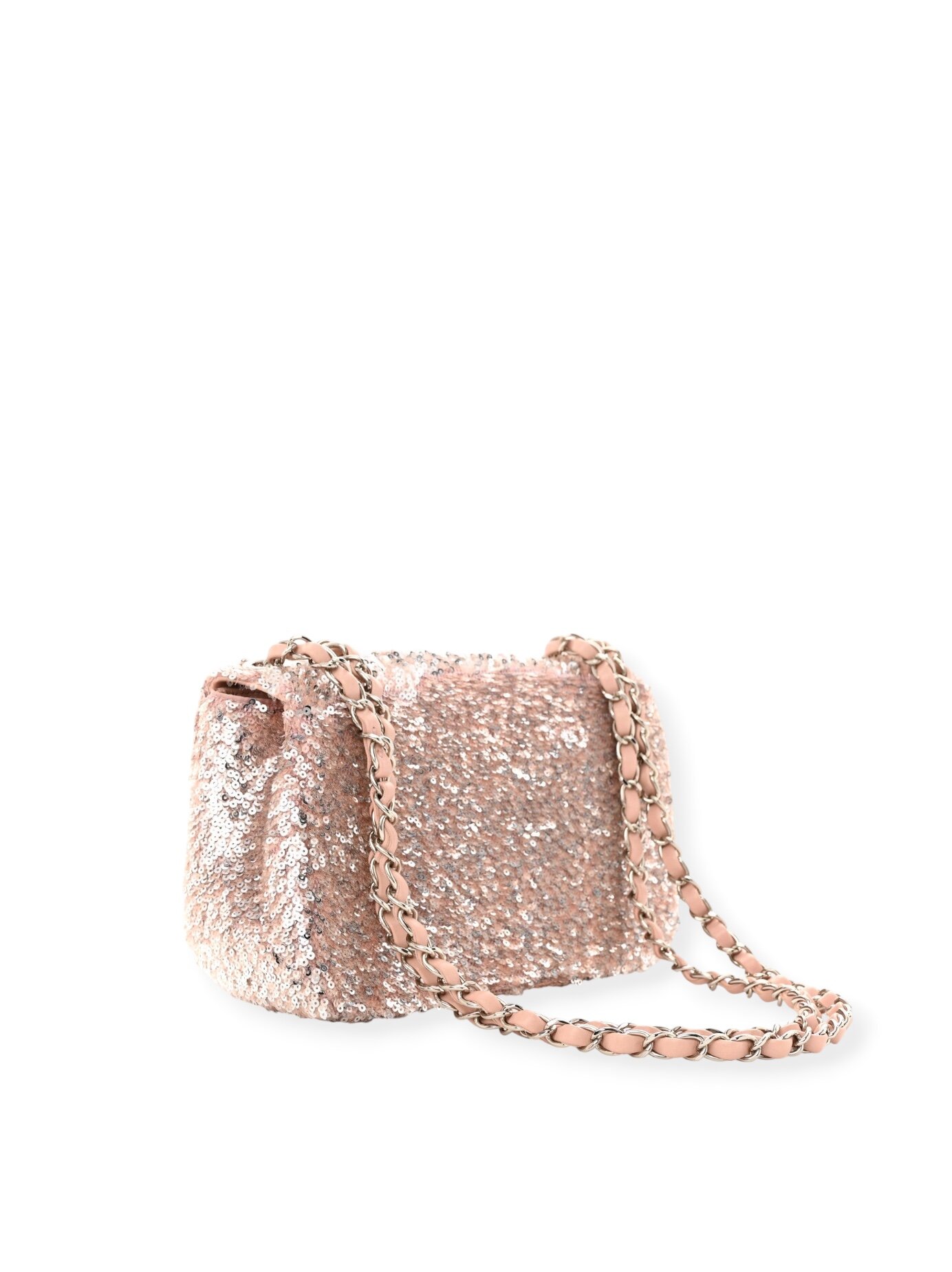 Сумка Chanel Sequin Classic Flap Mini, розовый — фото 1