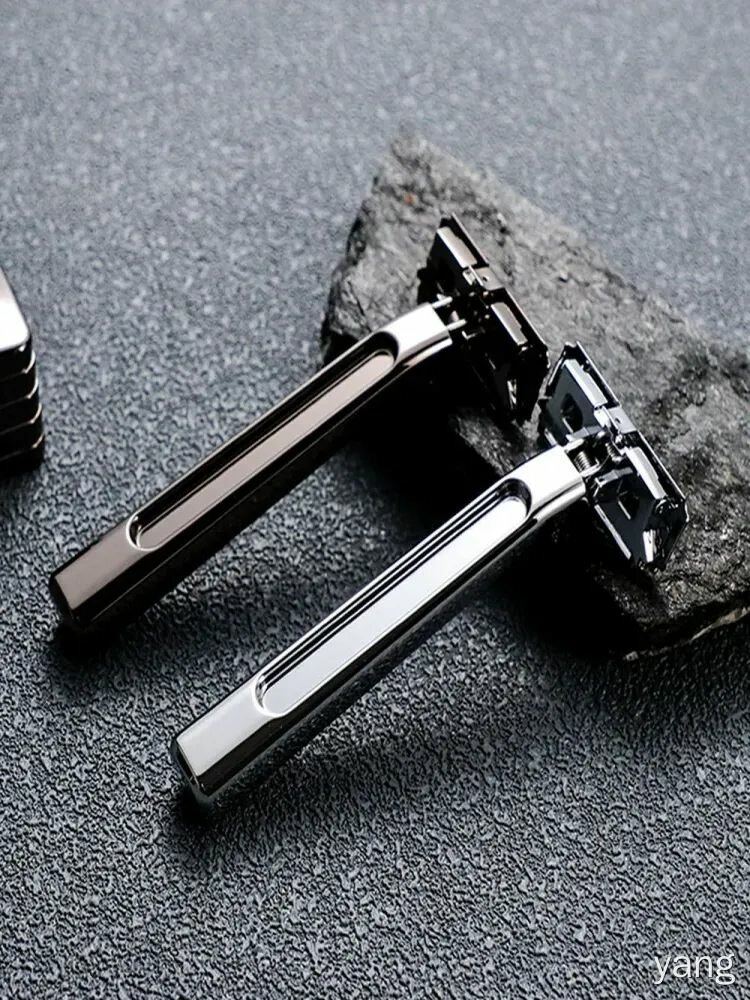 Бритва металлическая Razor 807 с подставкой и двойными лезвиями, 4.4см x 11.4см, 91.3г, для дома и подарка — фото 1