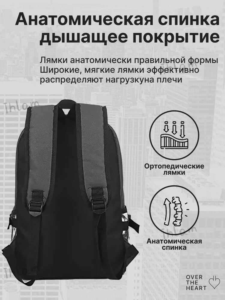 Рюкзак городской, мужской, женский, нейлон, черный, объем 30л, вмещает ноутбук 15.6", вес 450гр — фото 1