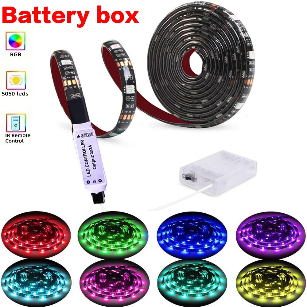 YSRSAI RGB Светодиодная лента 1-5 м, на батарейках 1M, IP20