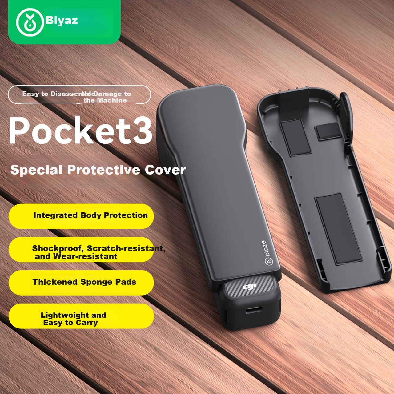 BIAZE Защитный чехол DJI Pocket 3 с защитой объектива и экрана против падений и царапин Цвет：Чехол Pocket3 Ударопрочный