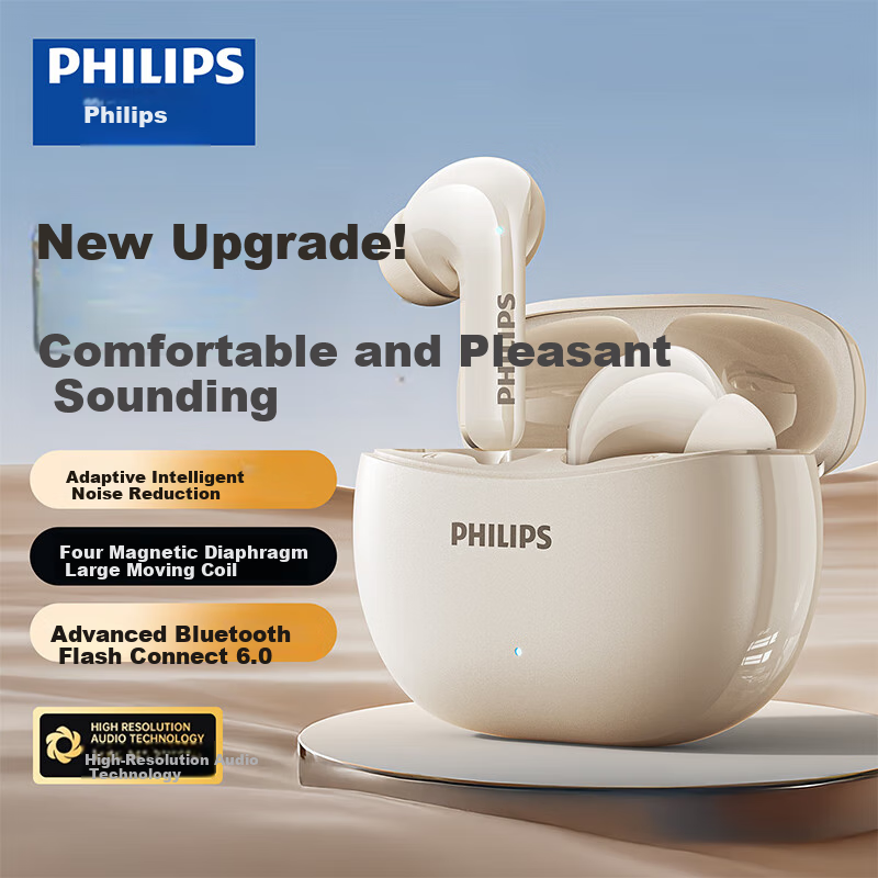 PHILIPS 2026 Новейшая модель беспроводных наушников с шумоподавлением для спорта и игр низкая задержка Цвет：Ультра-бас