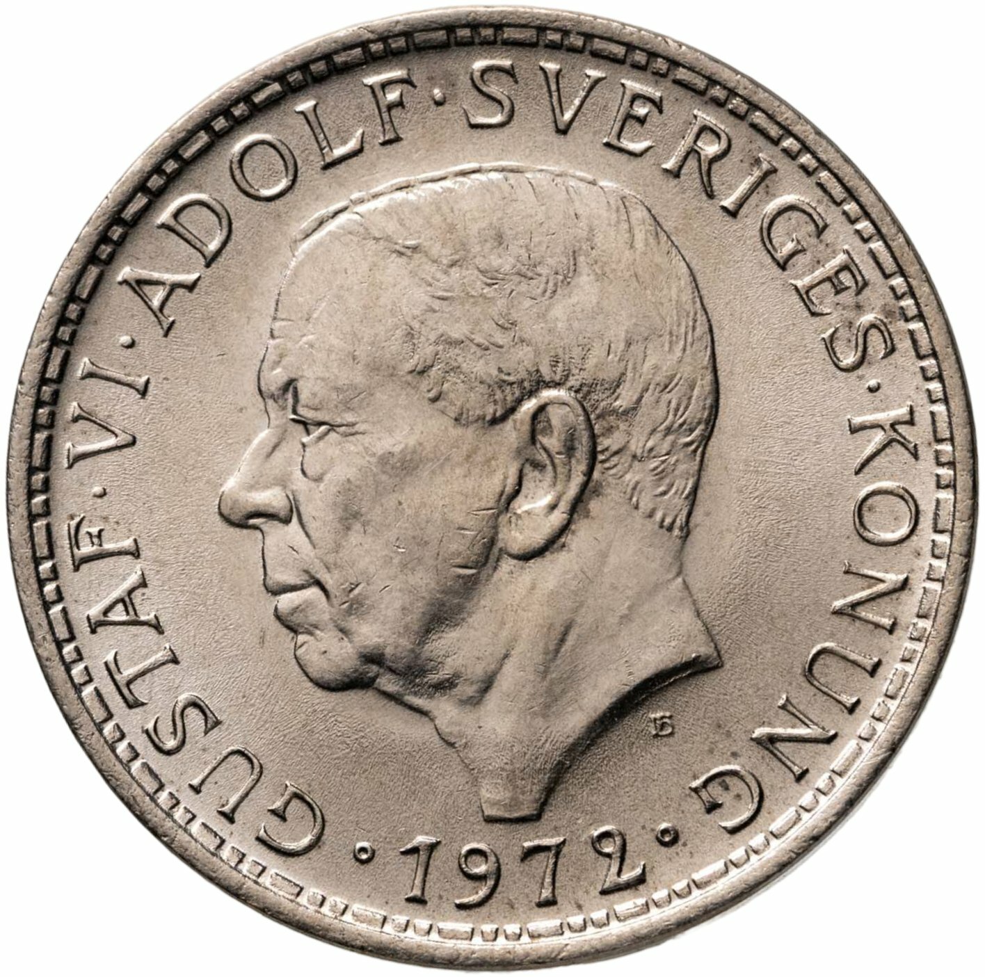 Швеция 5 крон 1972, Мельхиор медь-никель, в сохранности AU-UNC