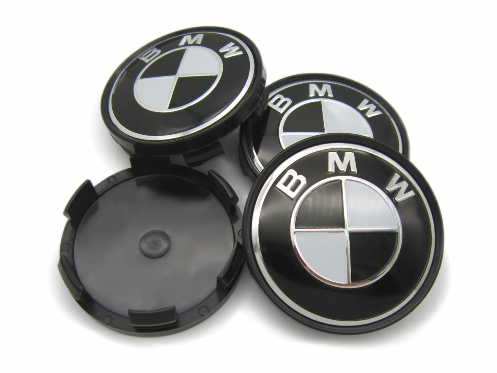 Колпачки заглушки на литые диски BMW black&white 59/56/10 мм, комплект 4 шт.