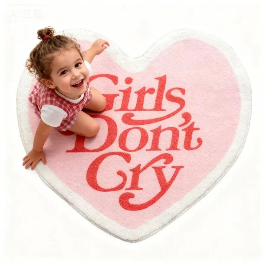 Коврик придверный Girls Don`t Cry 60x60 см, велюр искусственный, форма сердца