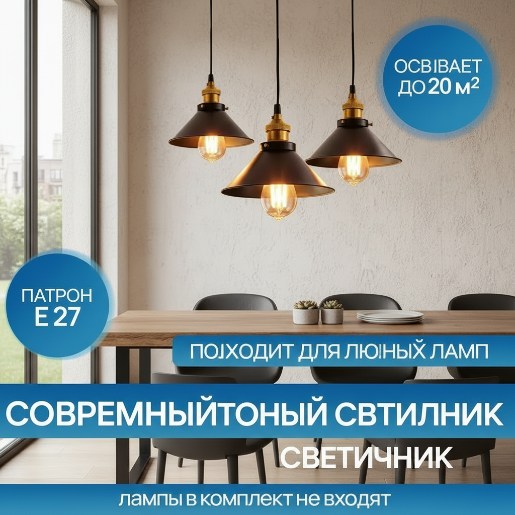 Люстра лофт 11 см черный потолочная стильная LED инструкция