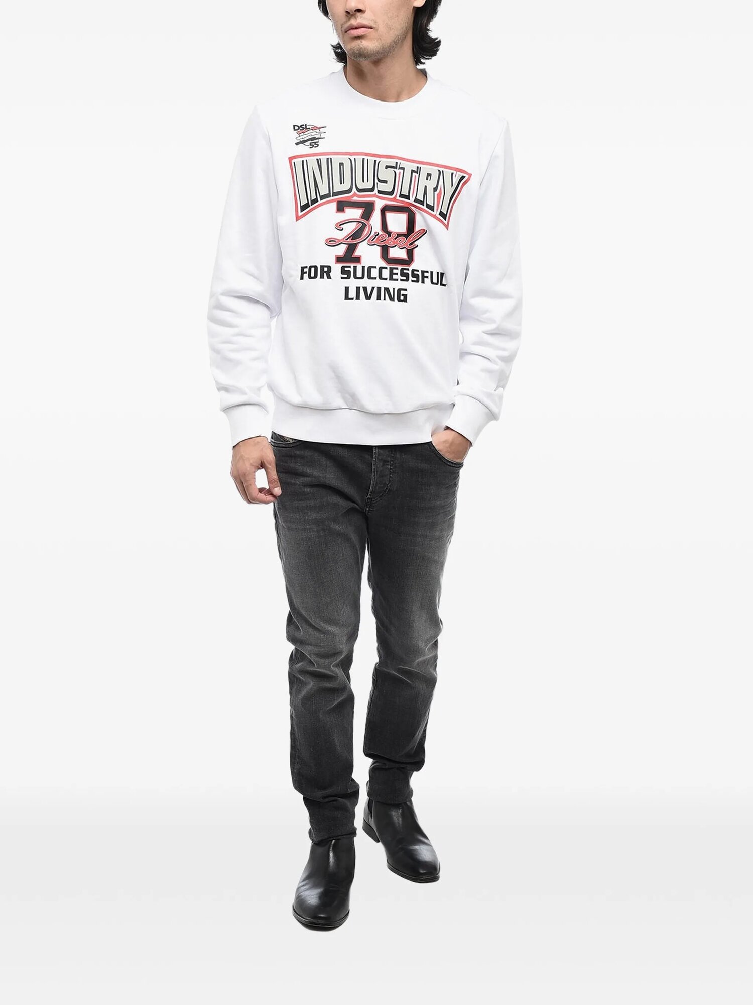Толстовка DIESEL Logo-print sweatshirt, размер 2XS, , бежевый/белый — фото 1