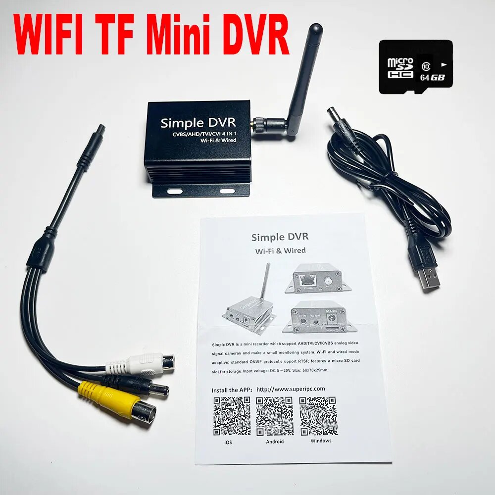 Anja Core Мини-видеорегистратор Wi-Fi 1CH add 64G TF Card