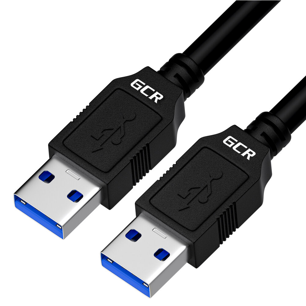 Соединительный кабель USB 3.0 AM / AM GCR 1 метр для высокоскоростного подключения ПК ноутбуков морозостойкий черный провод USB