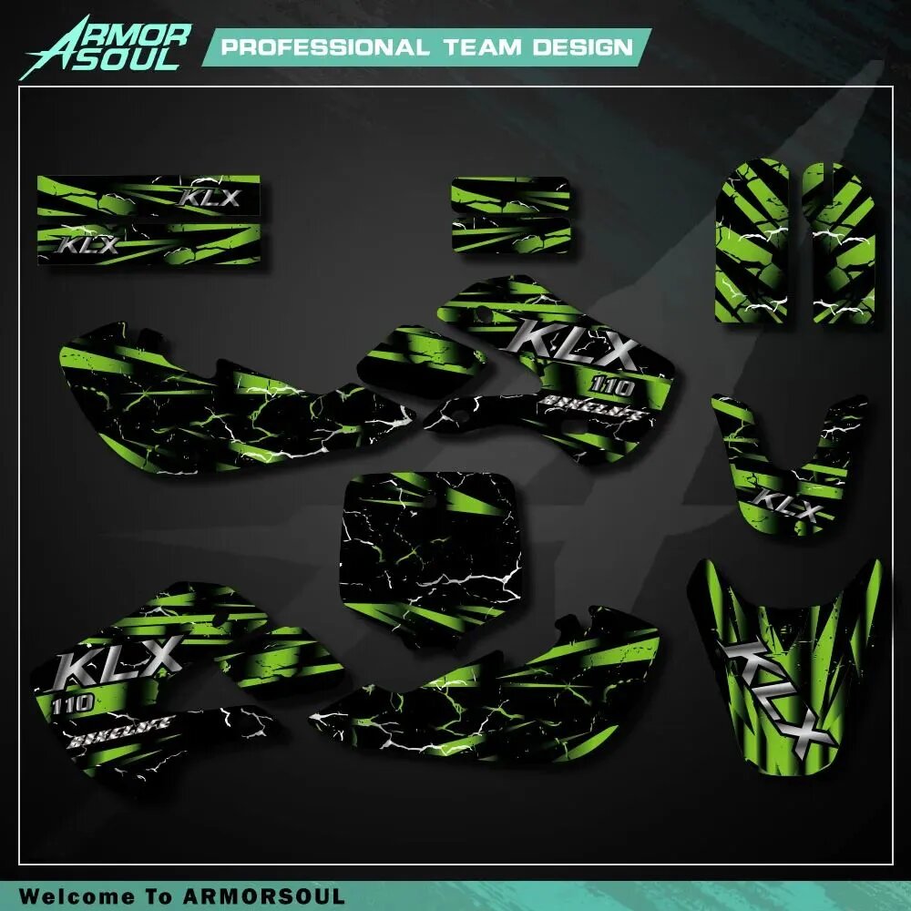 Наклейки на мотоцикл подходят для KAWASAKI KX65 2000-2013 KLX110 2000-2009 KX 65 KLX 110, комплект фоновых графических наклеек