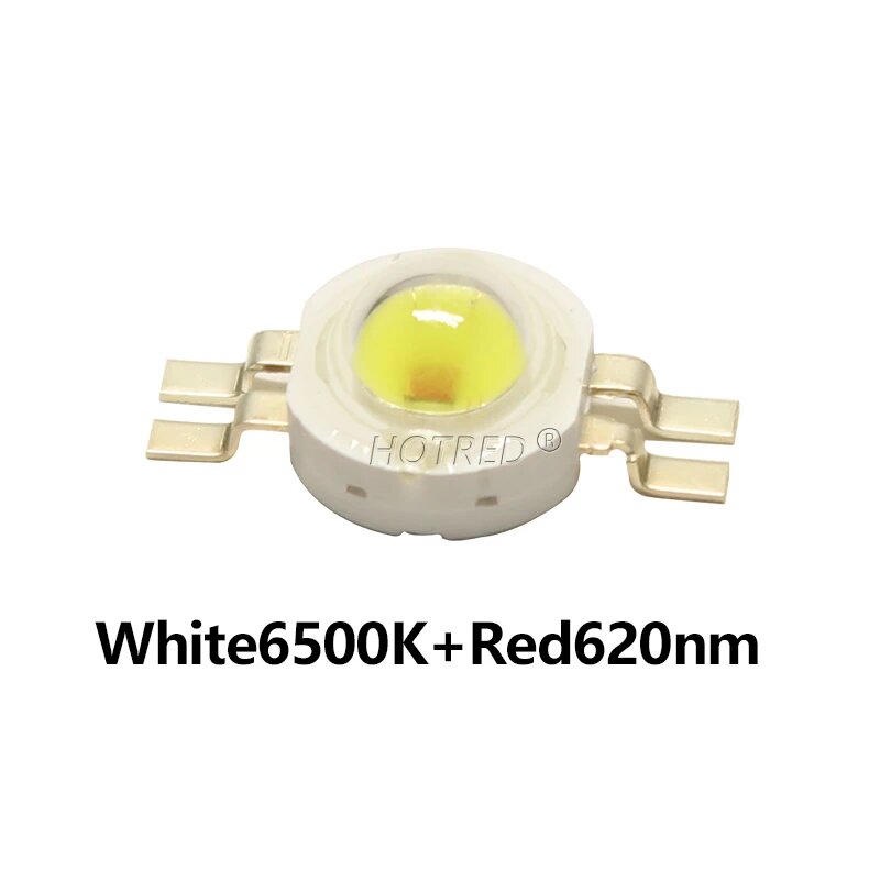 Высокомощные двухцветные светодиоды HotRed 2x3Вт White-Red, 10PCS
