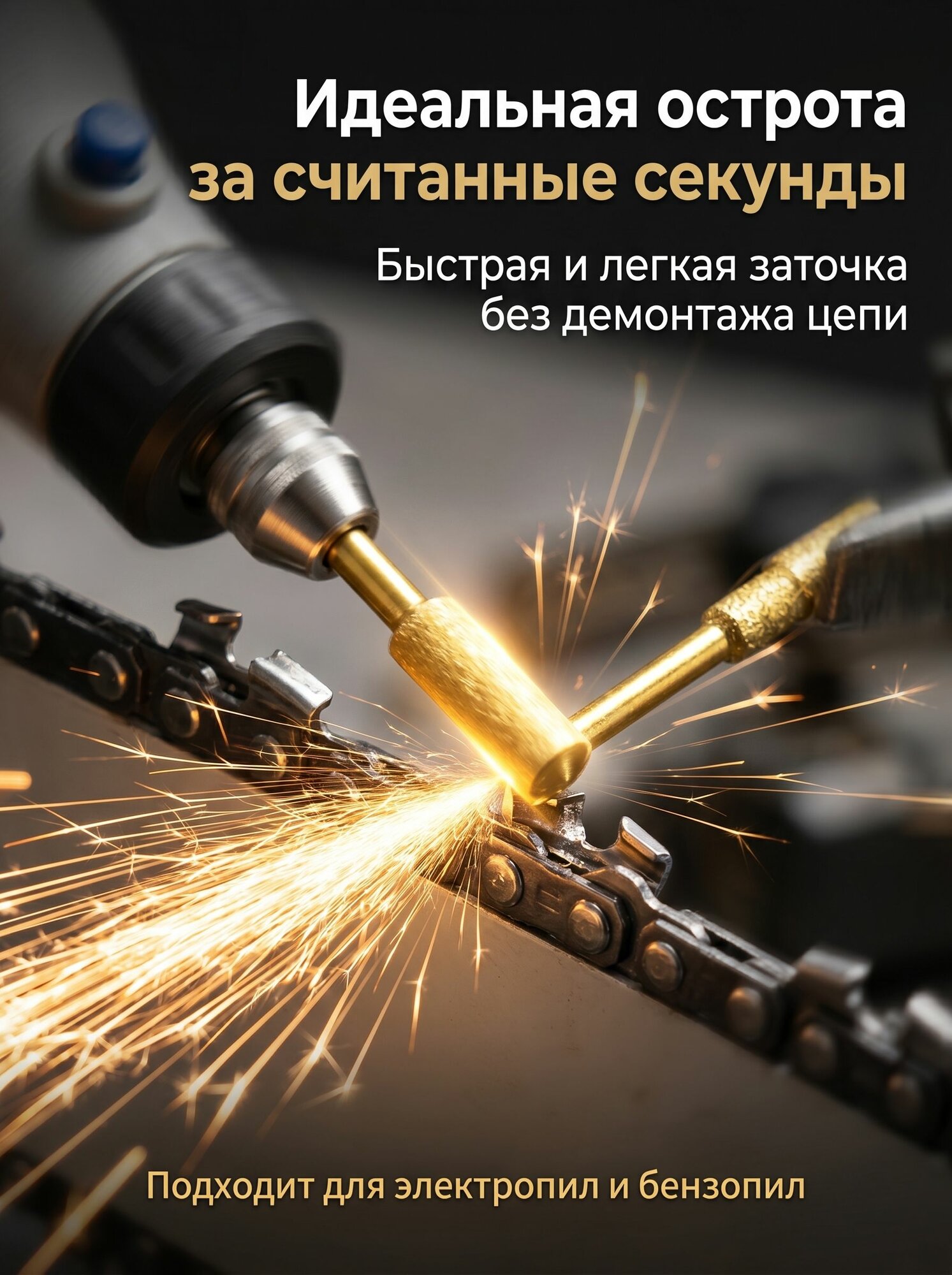 6шт. Шарпенер, цилиндрическая шлифовальная головка 4.0 мм с алмазным покрытием, Burr, пила цепь шарпеннин для заточки цепей заточка цепных пил алмазная точилка