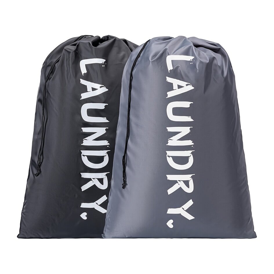 Мешок для грязного белья XL 24x36 дюймов, набор из 2 шт, серый и черный, со шнурком, для машинной стирки, вместительный, подходит для корзины для белья и путешествий