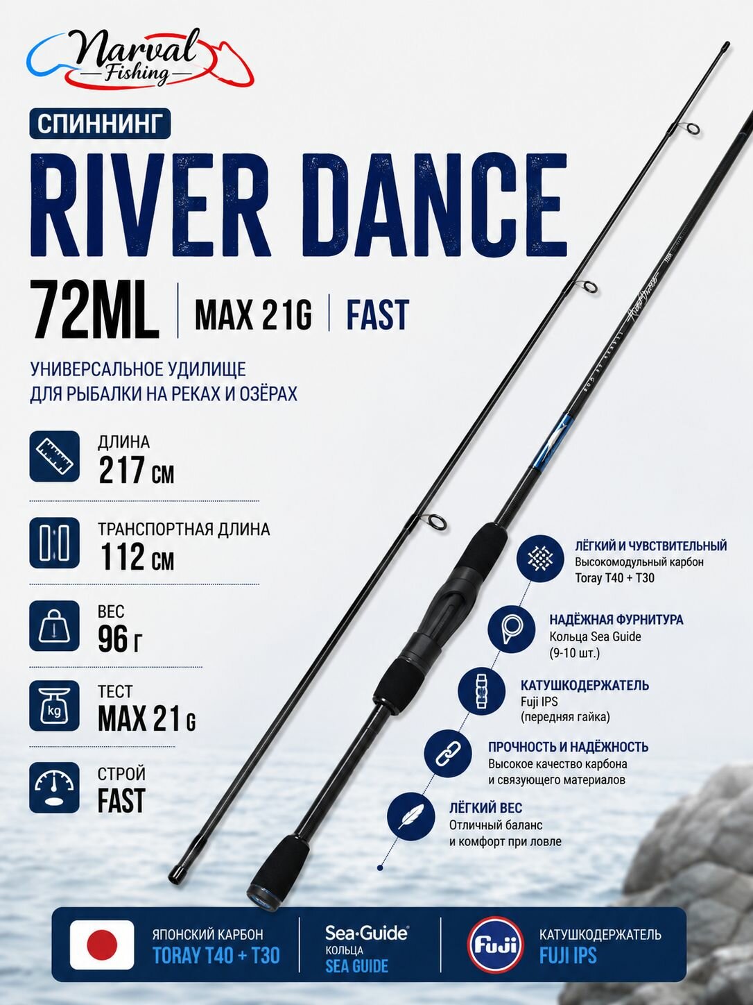 Спиннинг Narval Fishing River Dance 72ML max 21g Fast