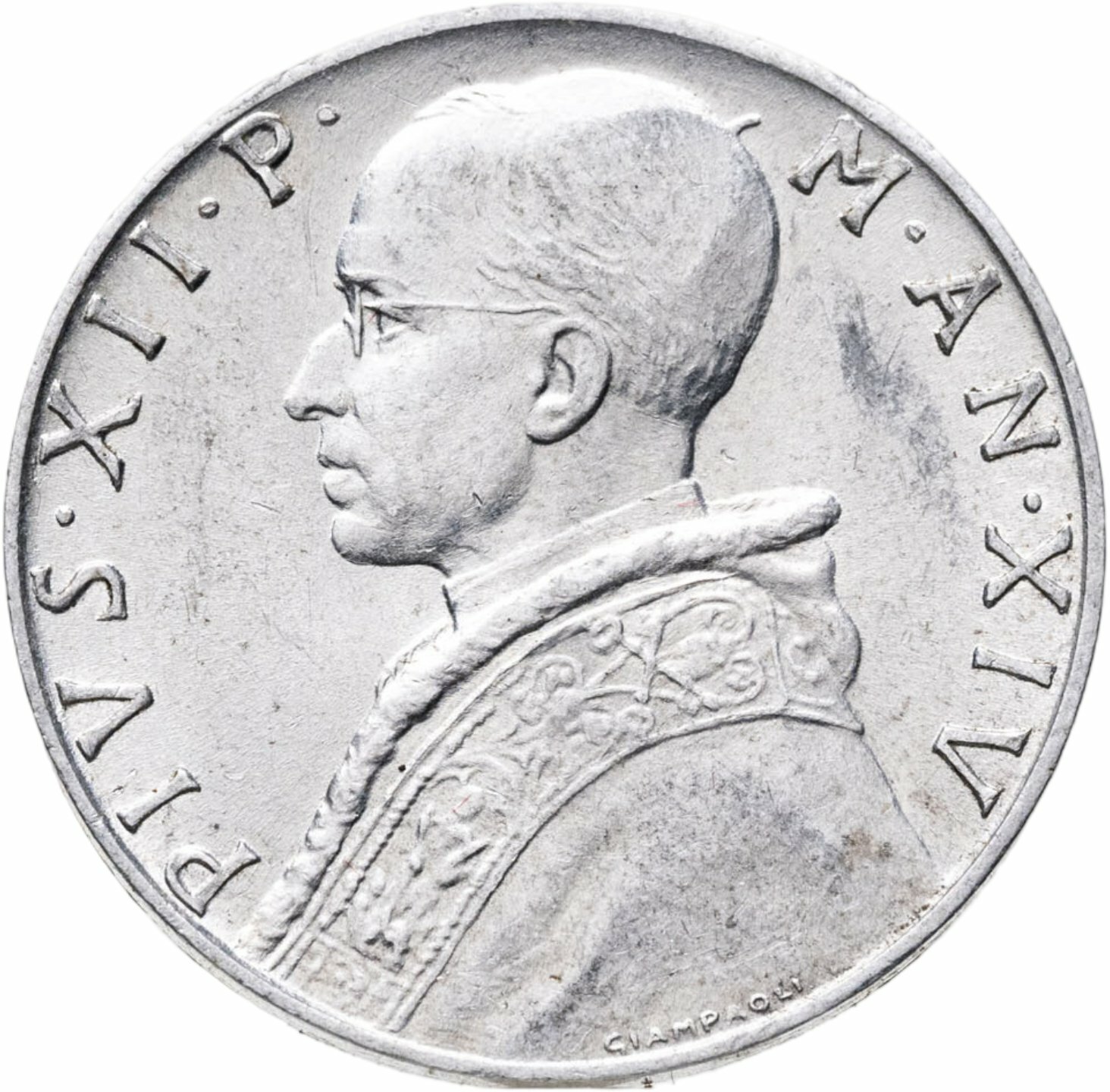 Ватикан 10 лир lire 1952, Алюминий, в сохранности AU