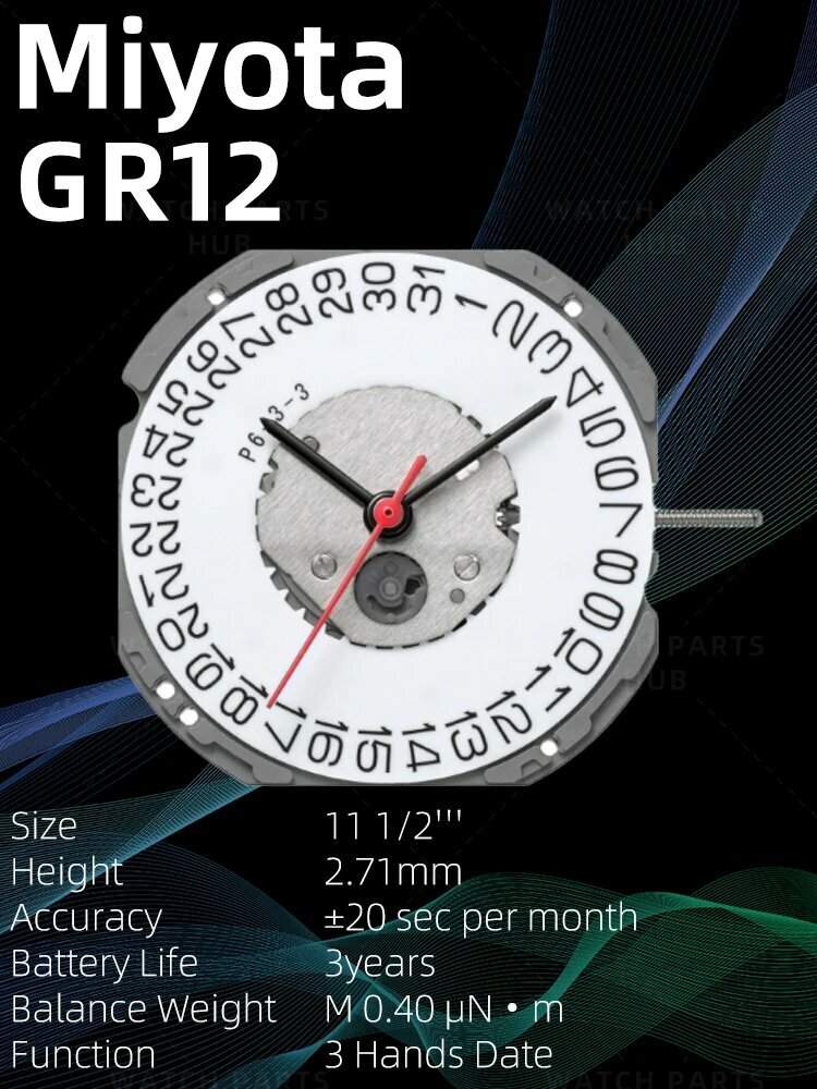 Механизм для часов Miyota GR12 Date At 3