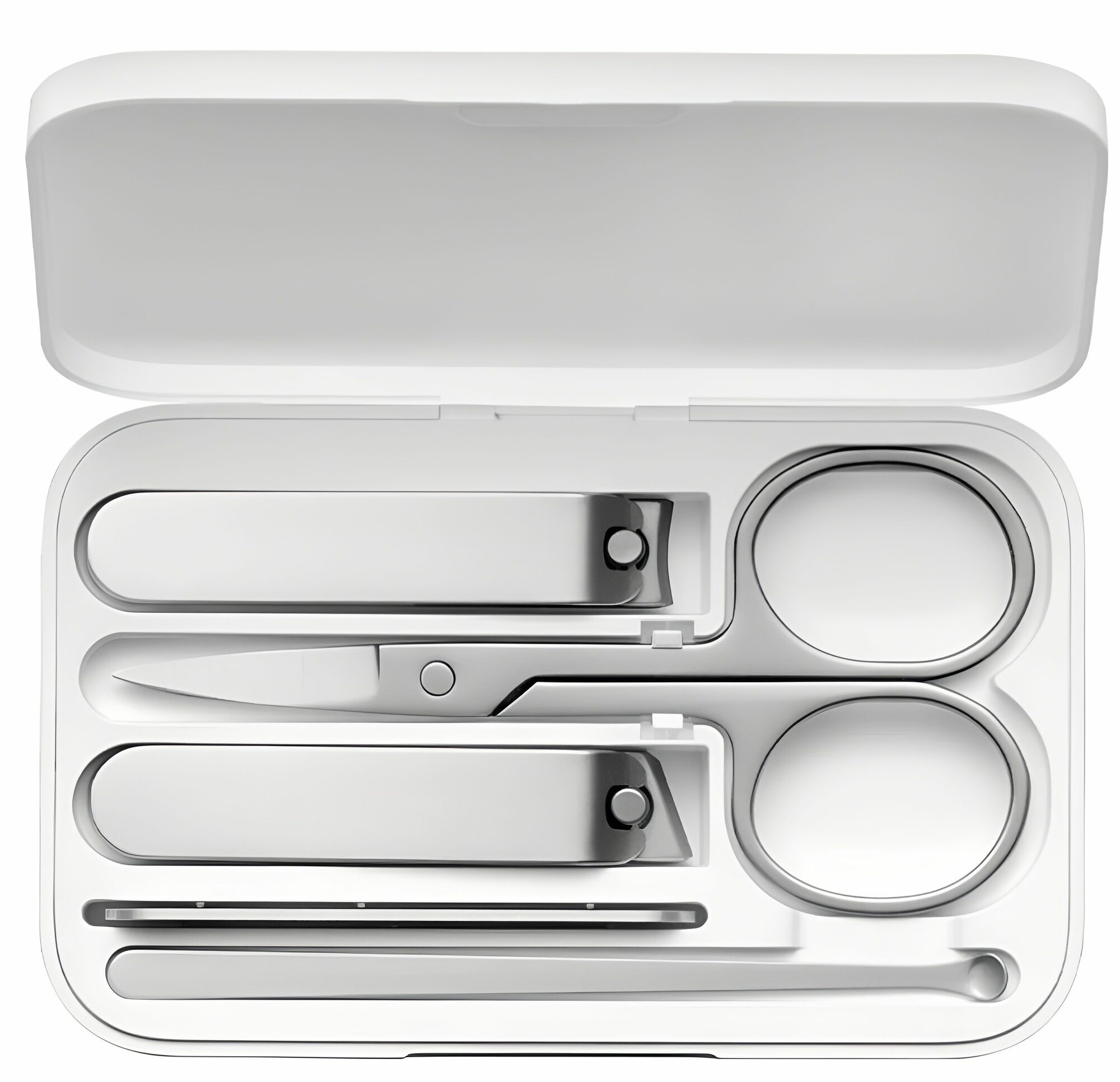 Маникюрный набор Xiaomi Mijia Nail Clipper Five Piece Set, белый/серебристый, 5 предметов набор для маникюра щипцы для ногтей 5 предметов белый серебристый