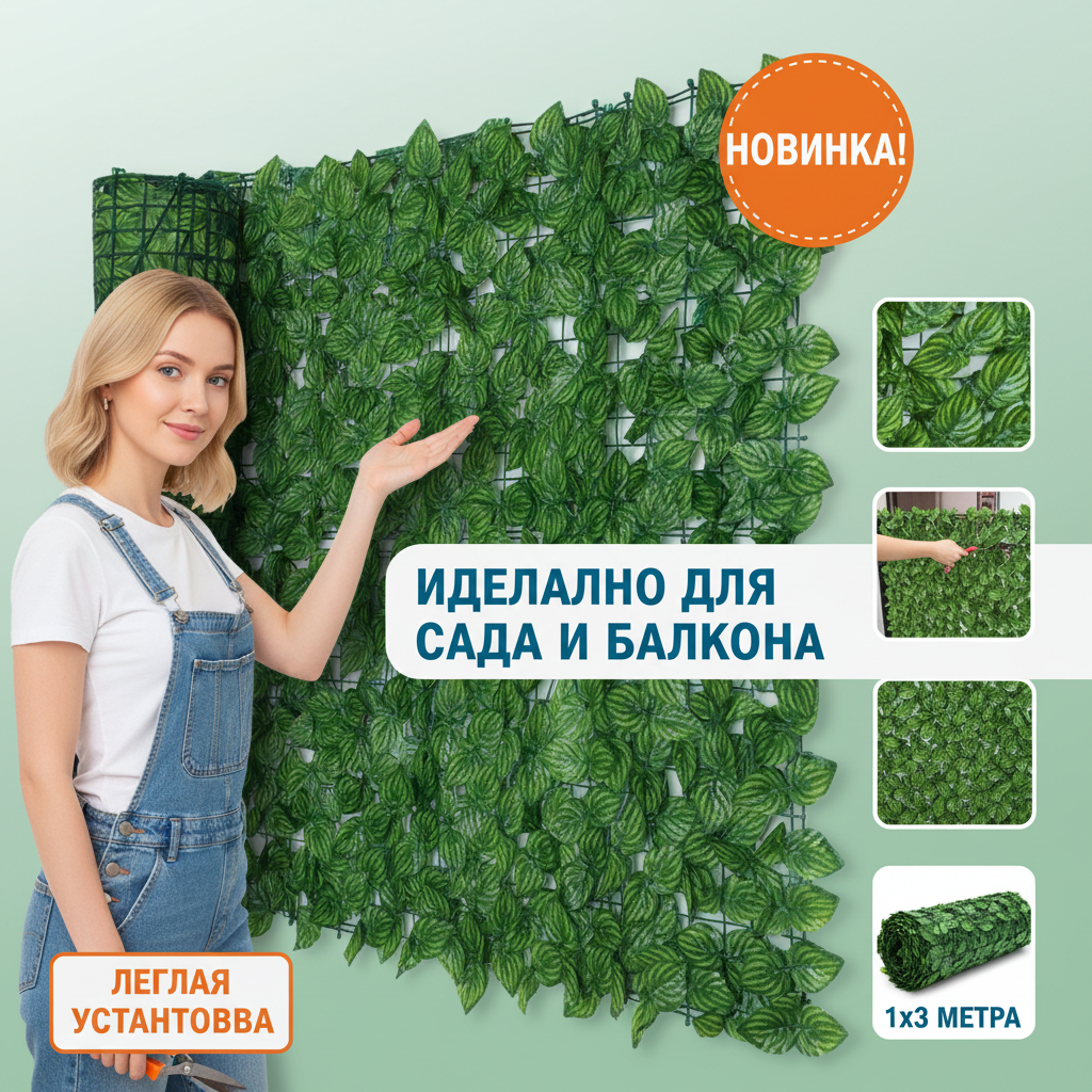 Искусственный листовой забор для уединения, рулонная стена, ландшафтный дизайн