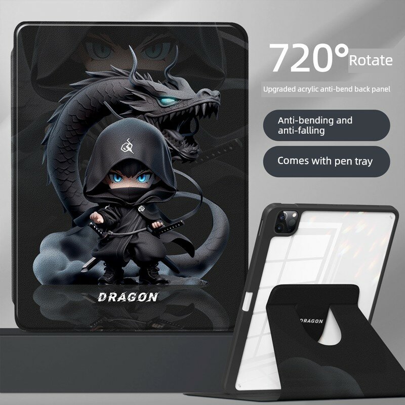 Премиум силиконовый поворотный чехол для Huawei MatePad 10.4 дюйма с отсеком для ручки, темно-черный