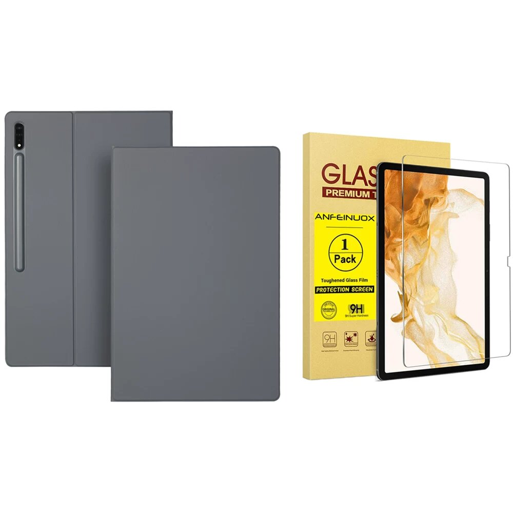 Защитный кожаный чехол для Galaxy Tab S9+ 12.4 дюймов с антипотерейным слотом для ручки и защитным стеклом, звездный