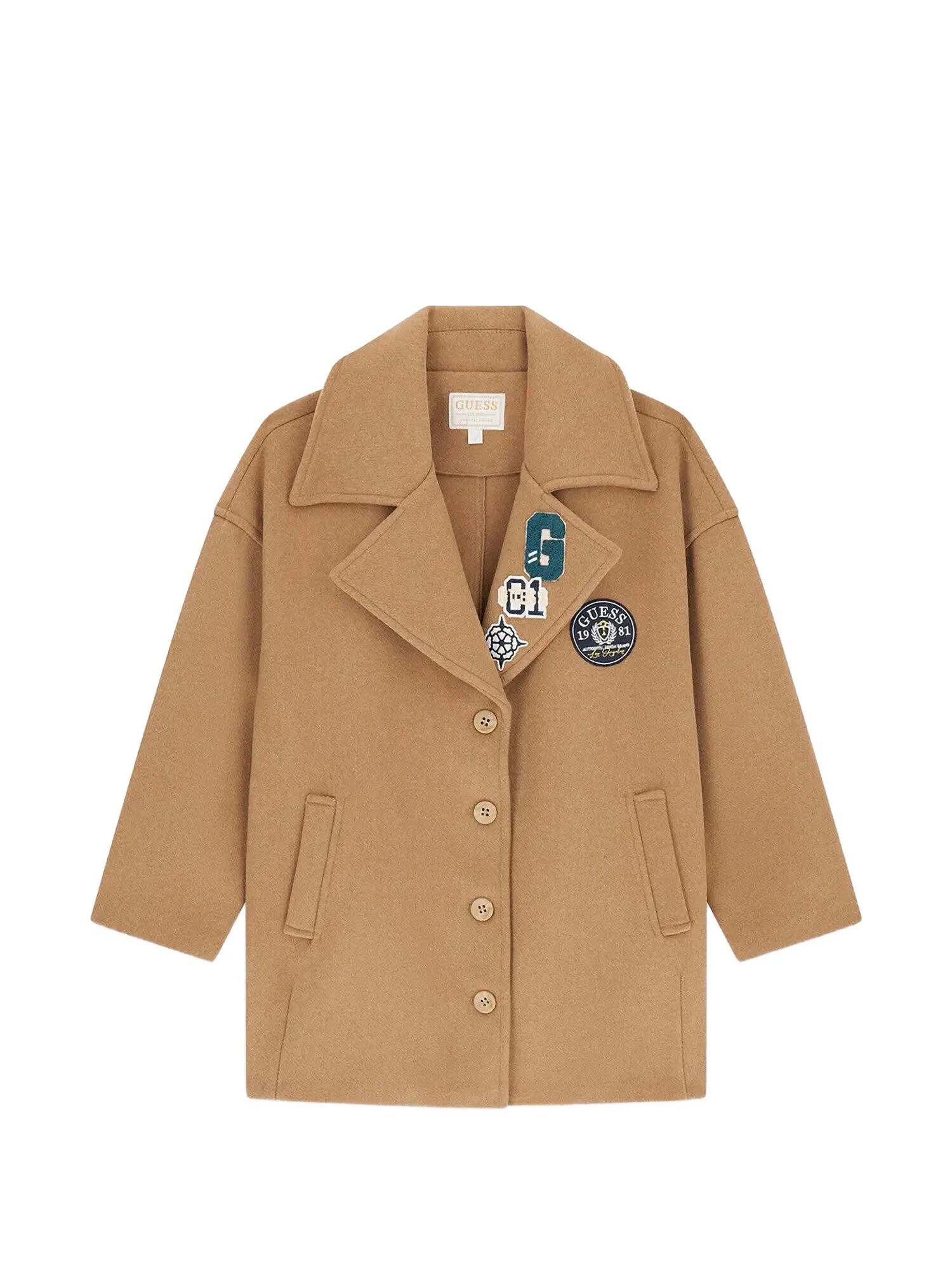 Пальто Logo-patch notched-lapels coat