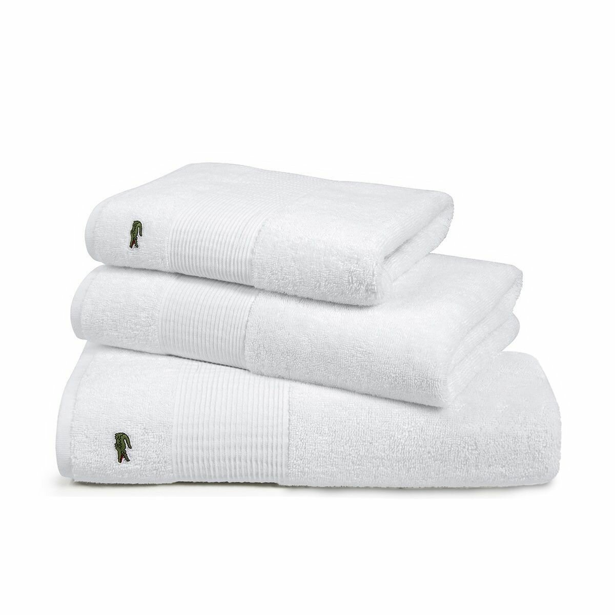 Набор из 3 полотенец Super Lacoste махровых, 600 г/м2: 1 - банное 70х140, 1 - для рук 50х100, 1 - для лица 40х60, 100% органический хлопок без химикатов, Нашивка Lacoste, OEKOTEX 100, Белый