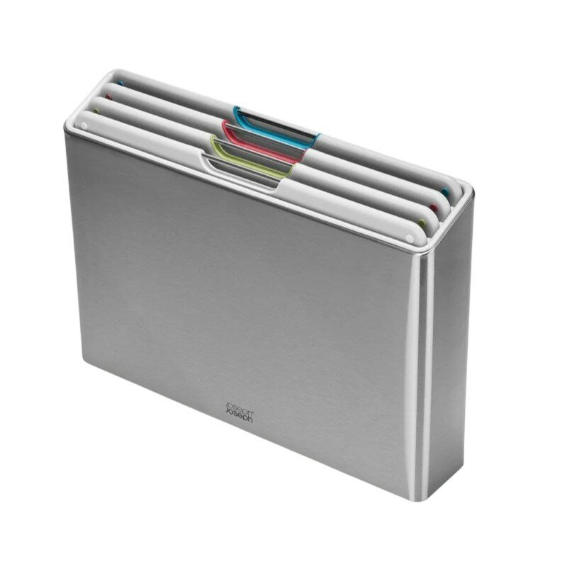 Набор из 4 разделочных досок Folio Steel 35,5х26,5х7,4 см, пластик + нержавеющая сталь, Joseph Joseph, 1000072
