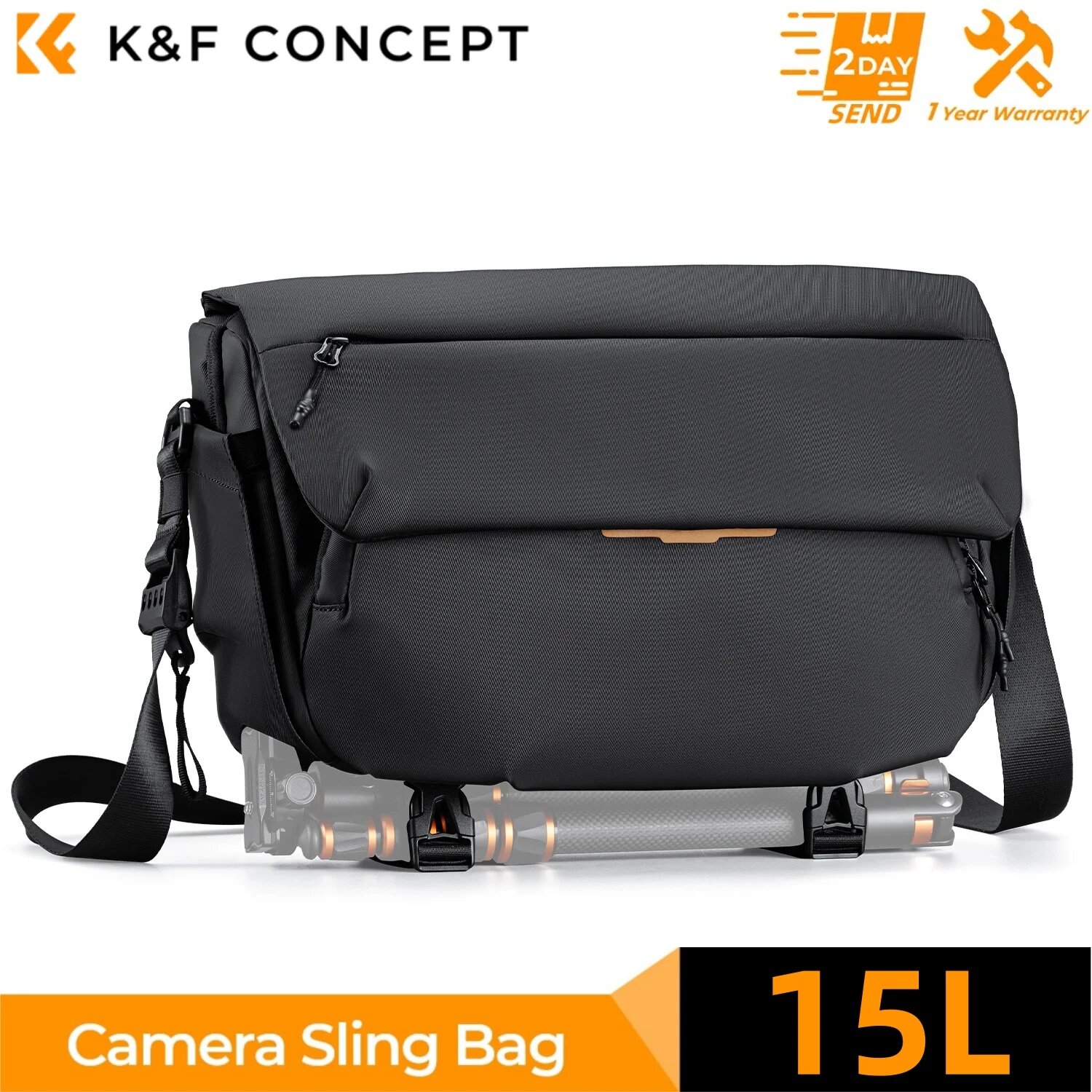 К&F CONCEPT 15L сумка-слинг для фотоаппарата, черная