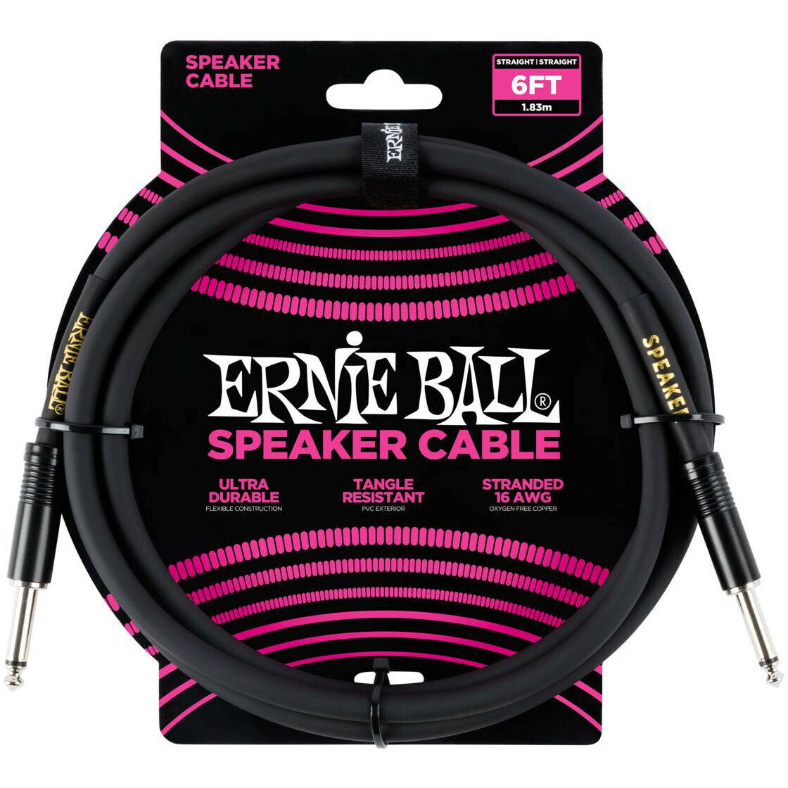 Кабель спикерный ERNIE BALL 6072, джек - джек, 1,8 м, чёрный