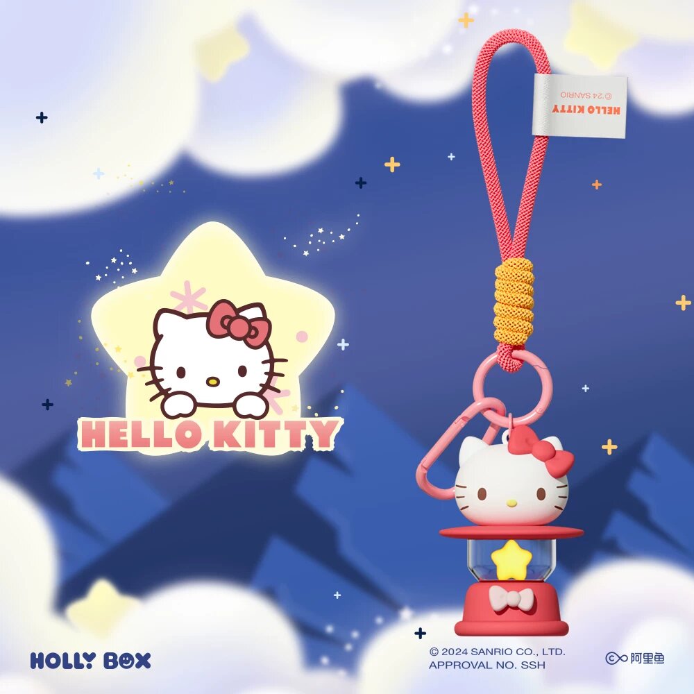 Hello Kitty Светящаяся Звезда Ключенс Кольцо, Батарейный Привод, 3D Персонаж Подвеска для Сумок и Ключей, 82 Символа