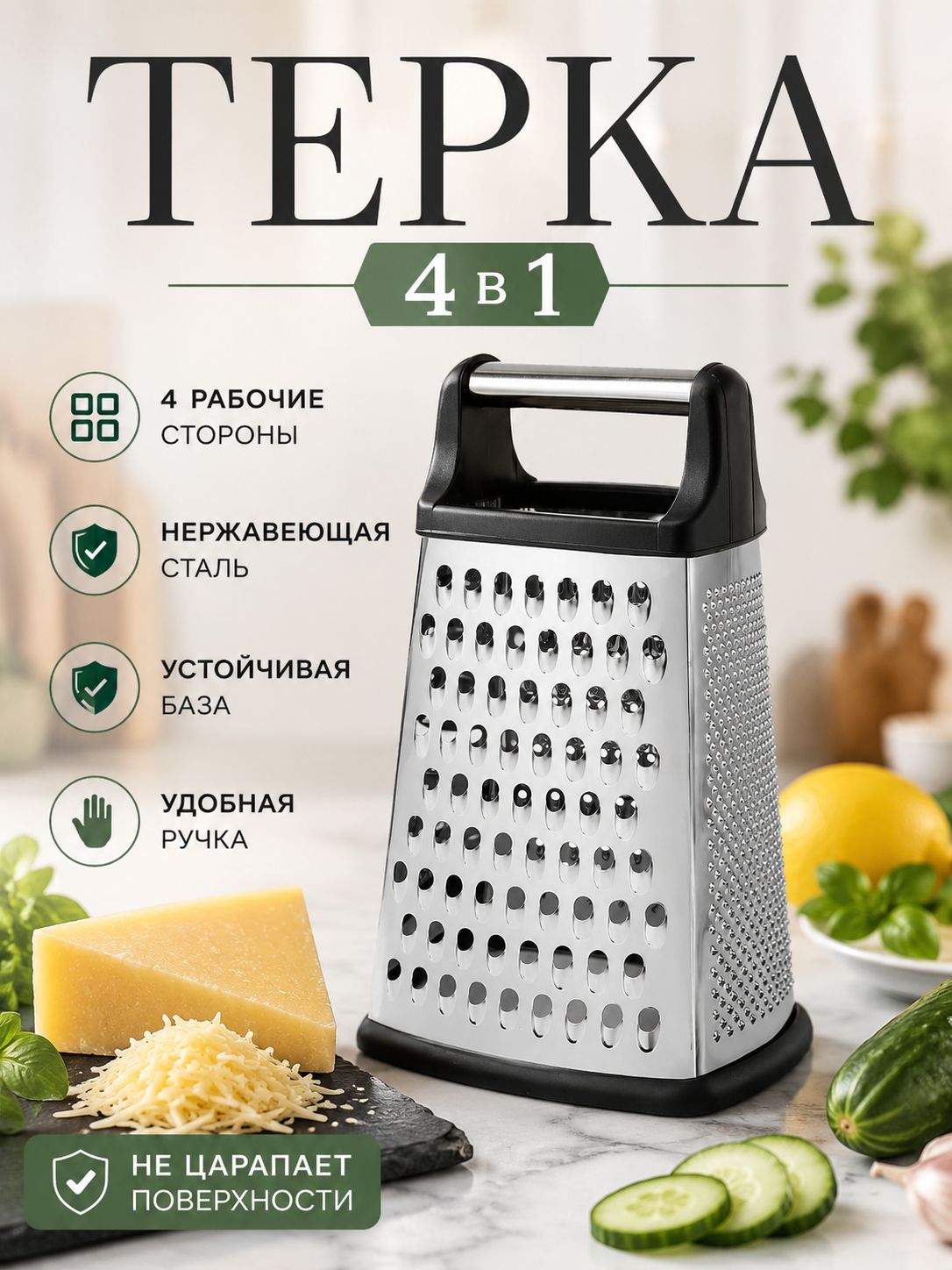Терка для овощей, для корейской моркови 4-ёх гранная