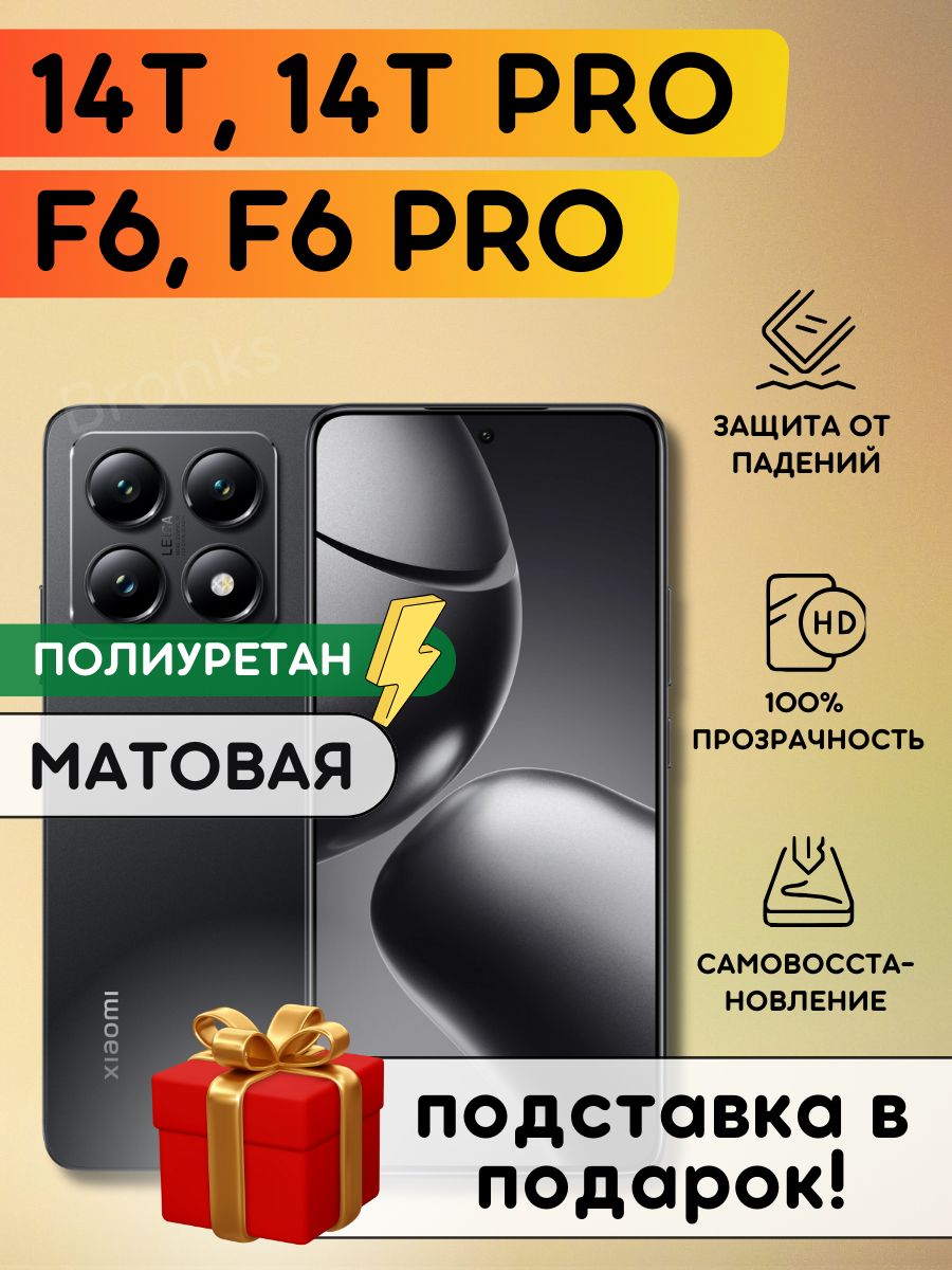 Матовая гидрогелевая полиуретановая пленка на Xiaomi 14T, 14T Pro, Poco F6, F6 Pro гидрогелевая полиуретановая бронеплёнка на сяоми 14т, 14т про, Поко Ф6 Ф6 Про защитная противоударная пленка