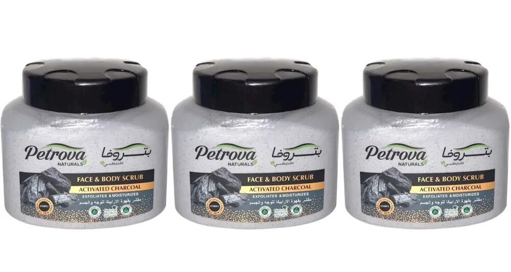 Petrova Скраб для тела Naturals, активированный уголь, 500 мл, 3 шт /
