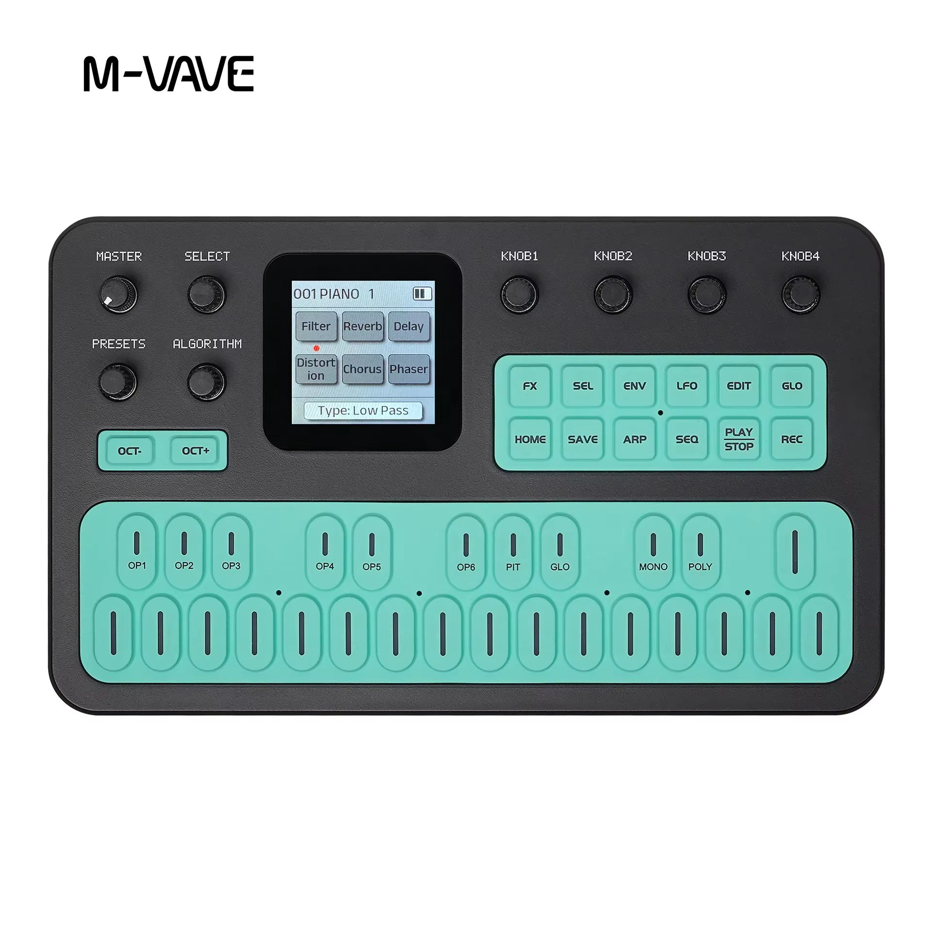 M-VAVE FM1 SK15 27 клавиш синтезатор оранжевый цвет, 6 операторов 32 алгоритма, 128 предварительных настроек, встроенный динамик, Bluetooth MIDI